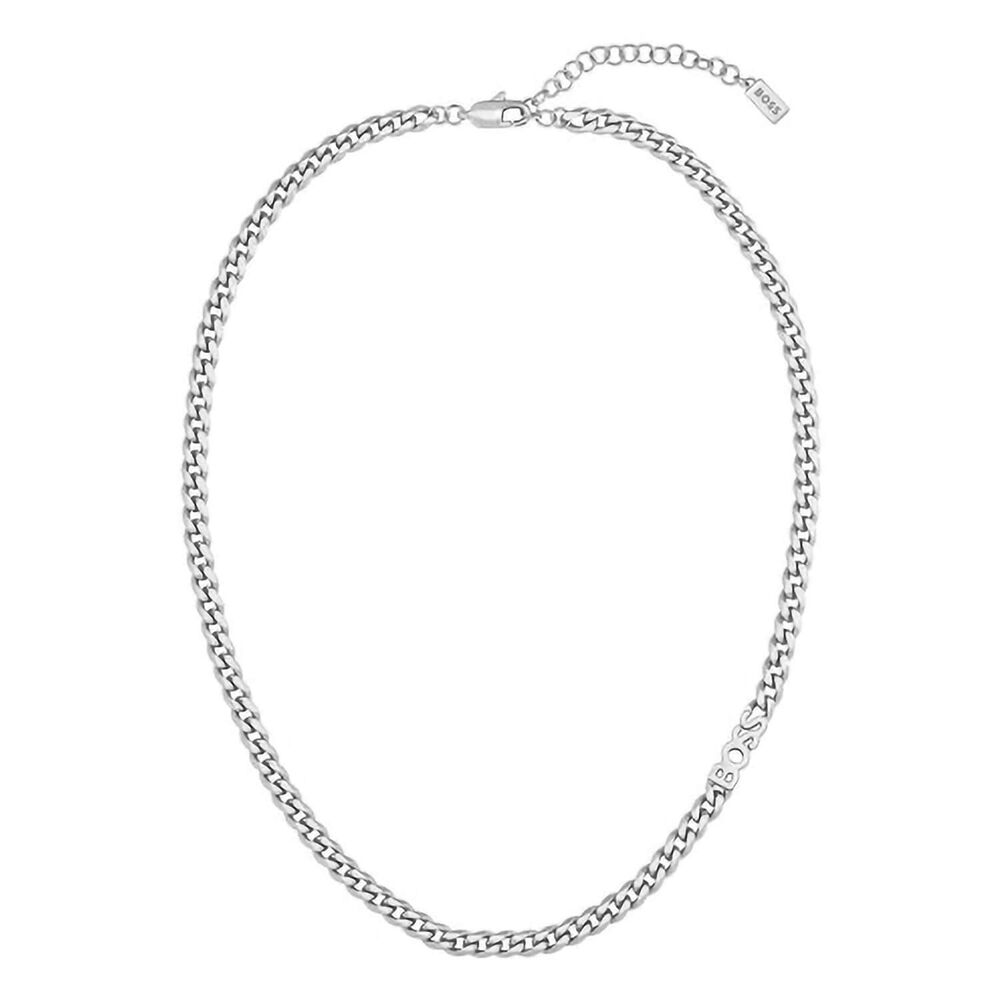 BOSS Curb Chain Logo Steel Necklace