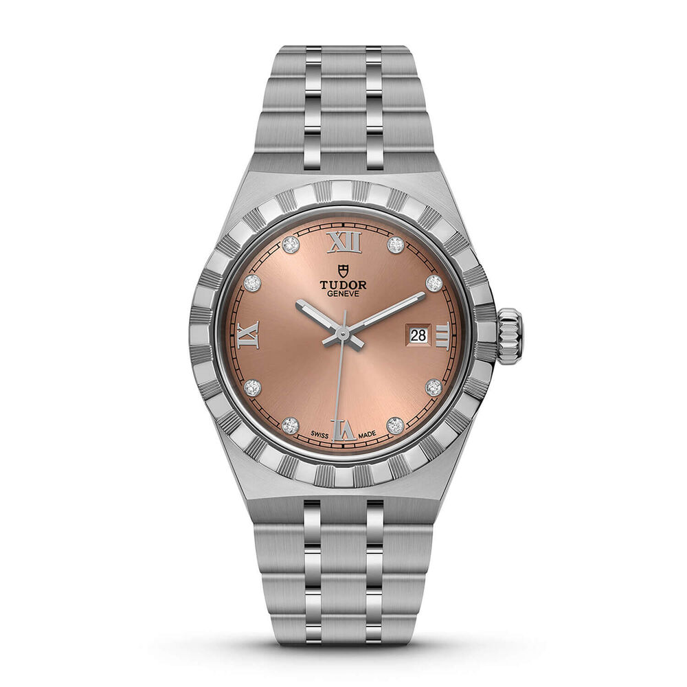 TUDOR Royal 28mm Salmon Diamond Dot Dial Bracelet Watch