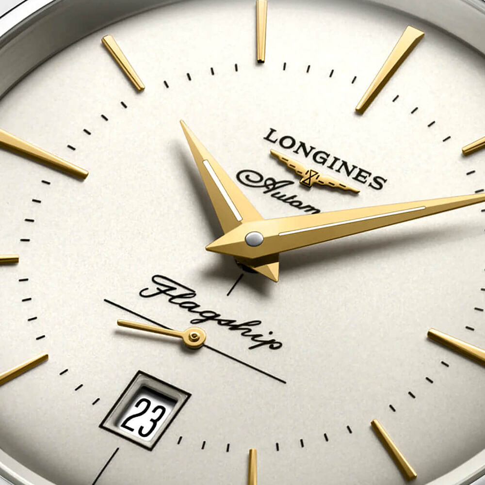 Longines Flagship Auto 38mm White Dial Brown Strap Watch