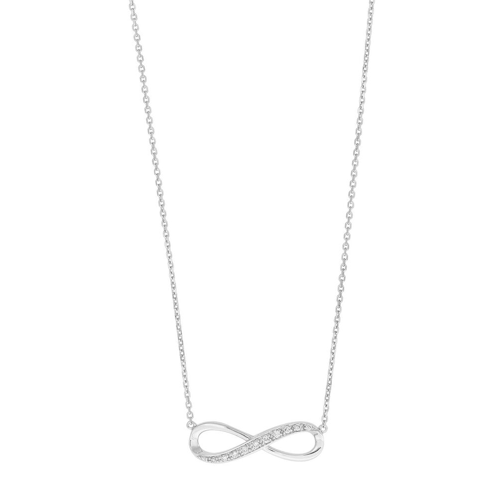 9ct White Gold Diamond Infinity Necklace
