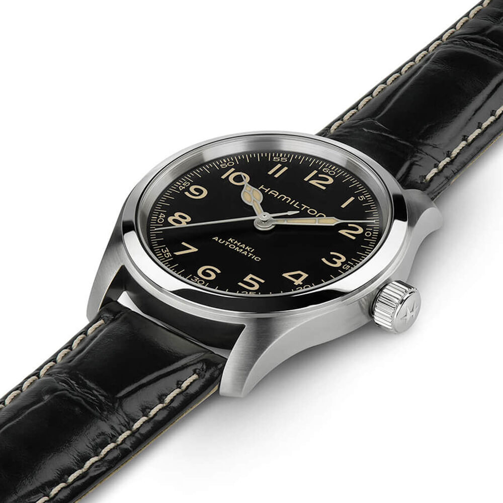 Hamilton Khaki Field "Murph" 38mm Black Dial Black Leather Strap Watch