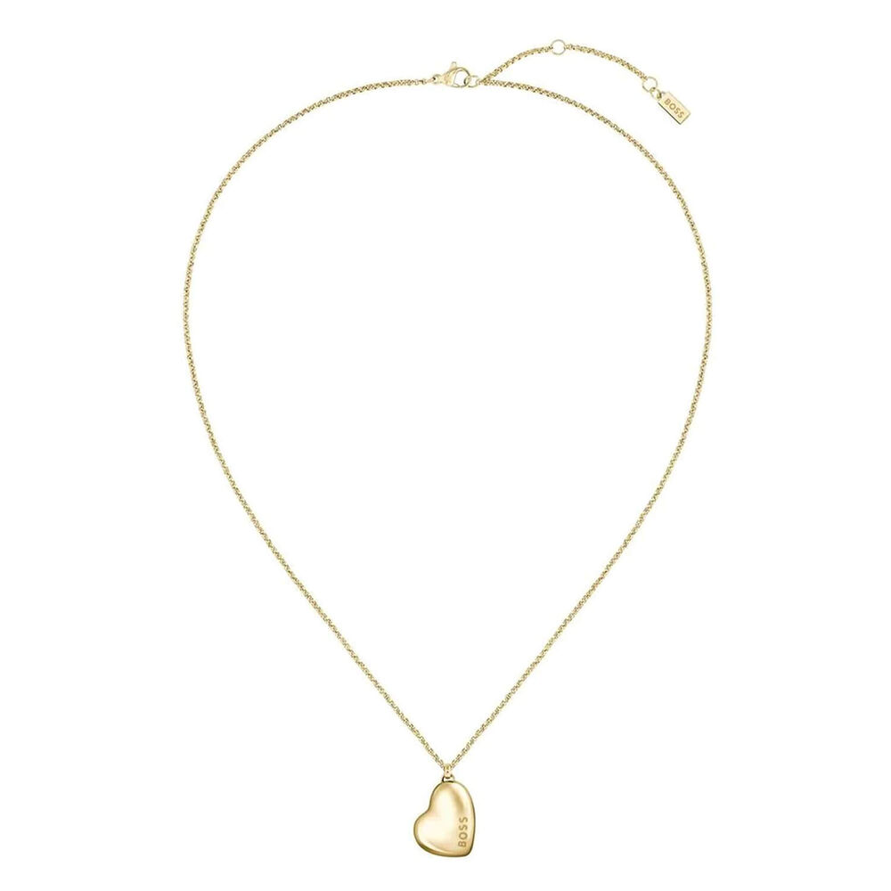 BOSS Gold Toned Steel Heart Shaped Branded Necklace