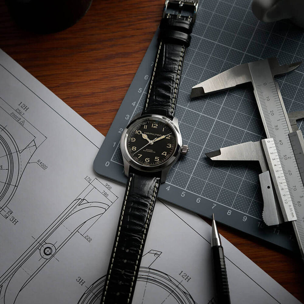 Hamilton Khaki Field "Murph" 38mm Black Dial Black Leather Strap Watch