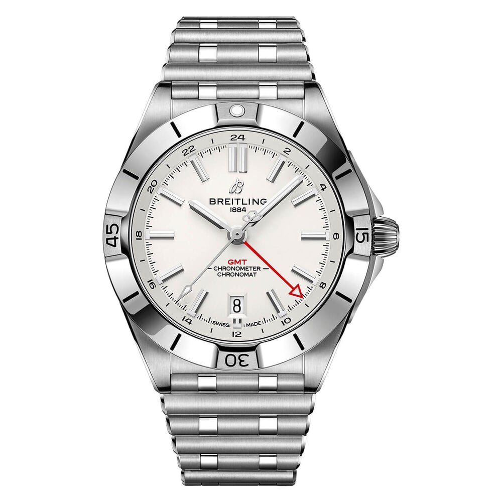 Breitling Chronomat GMT 40 White Dial Bracelet Watch