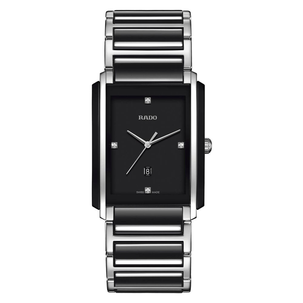 Rado Integral Rectangular Black Ceramic Case Bracelet Watch