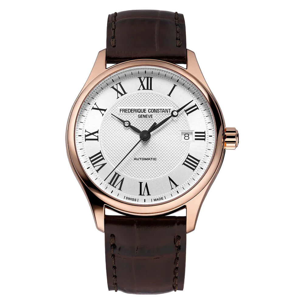 Frederique Constant Classics 40mm Silver Dial Brown Leather Strap Watch ...