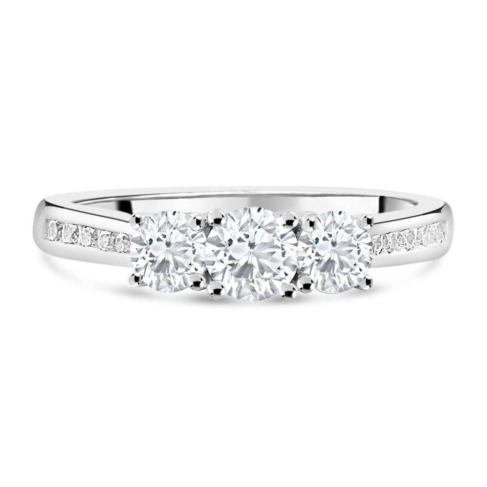 18ct White Gold 0.75ct Trilogy Diamond Tulip Setting Ring