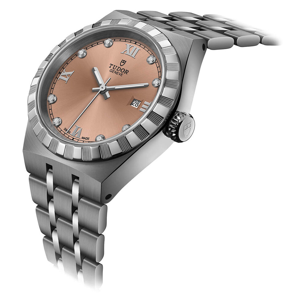 TUDOR Royal 28mm Salmon Diamond Dot Dial Bracelet Watch