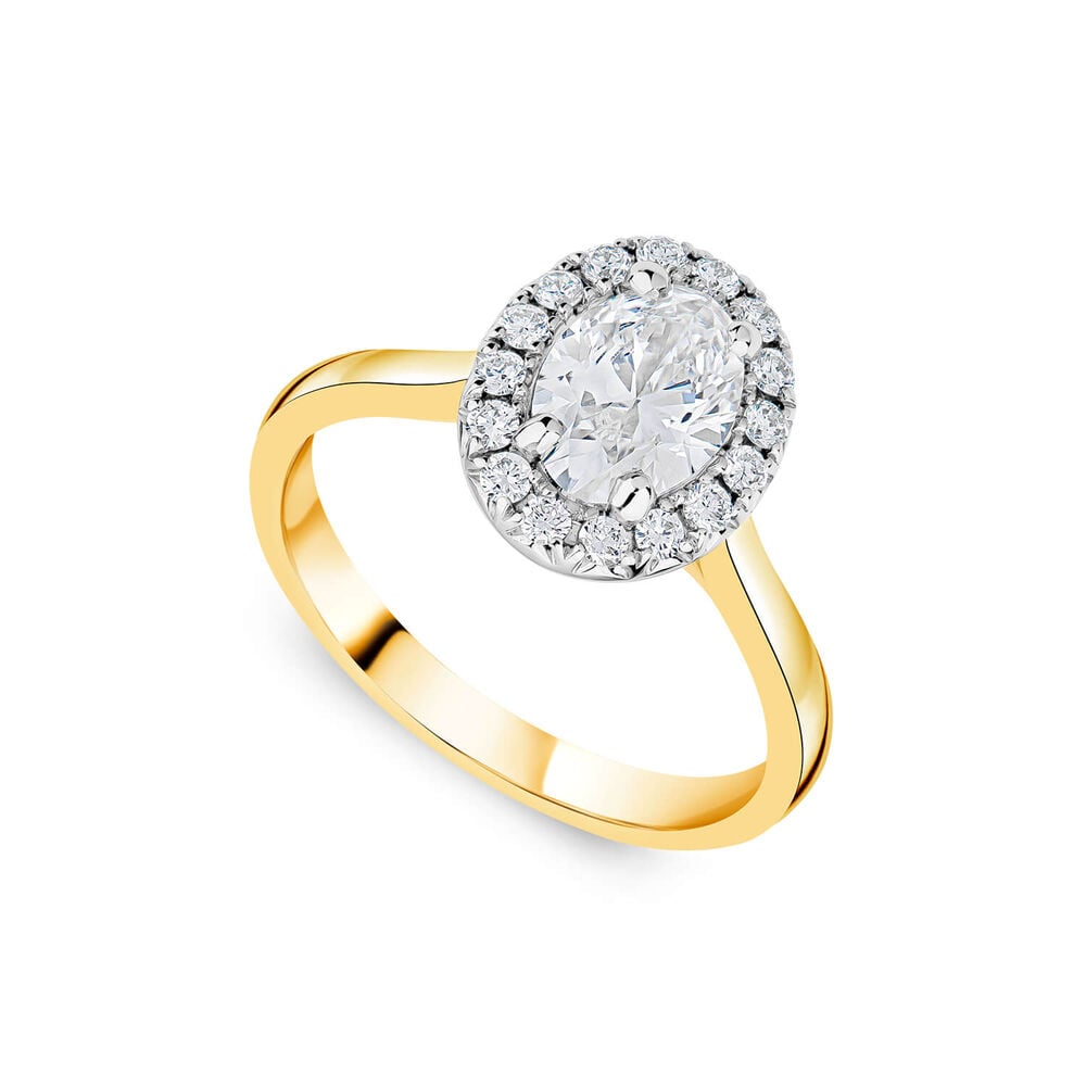 Born 18ct Yellow Gold 1.20ct Oval Halo Diamond Ring at Fraser Hart