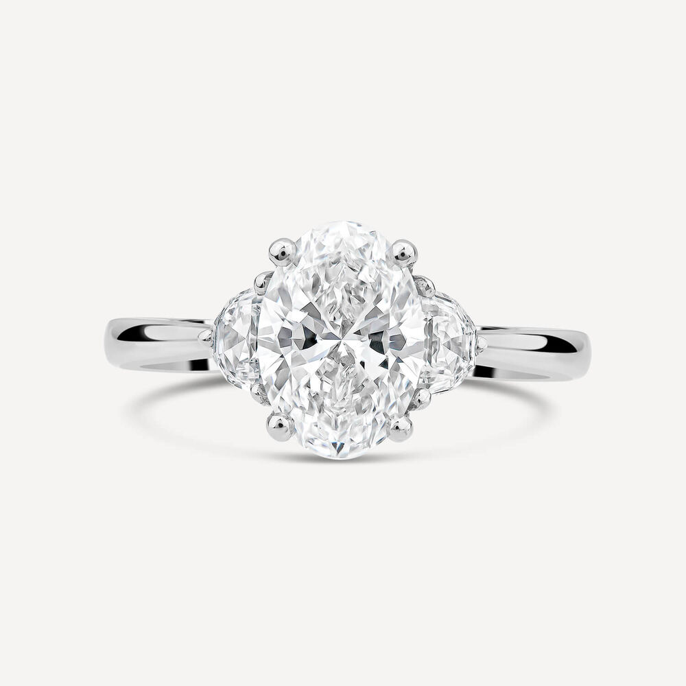 Born Platinum 1.78ct Lab Grown Oval Half Moon Diamond Ring
