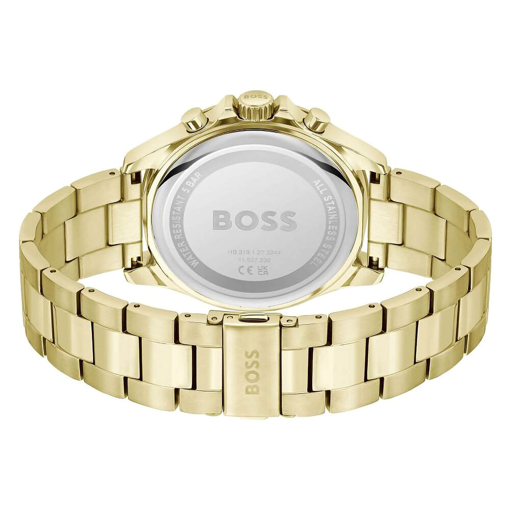 BOSS Troper 44mm Green Dial Yellow Gold IP Bracelet Watch