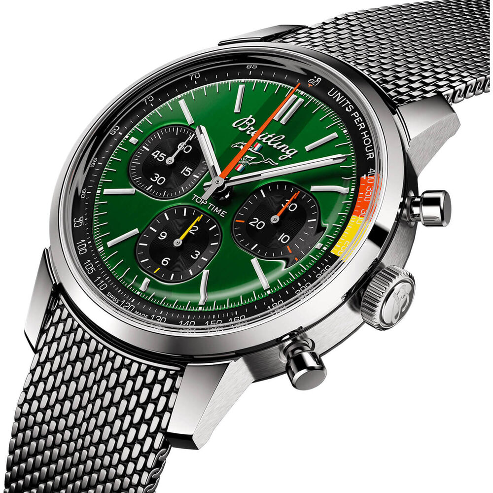 Breitling Top Time 41mm Mustang Green Dial Bracelet Watch